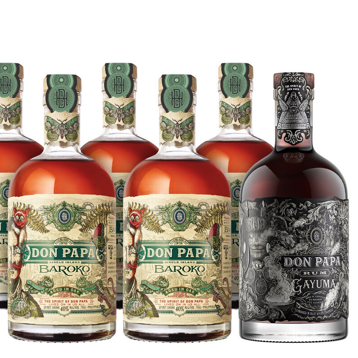 Rum Don Papa multi set = 1x Gayuma + 5x Baroko 4.2 l | Warehouse #1