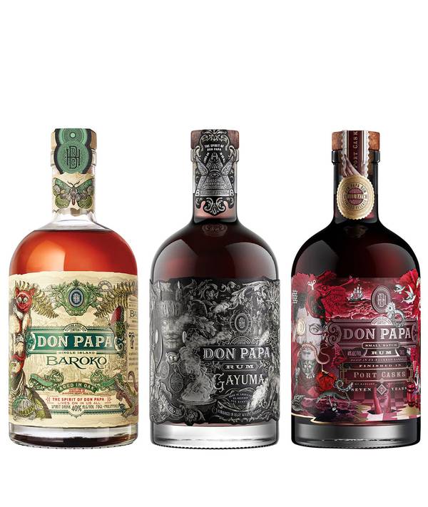 Rum Don Papa multi set = 1x Gayuma + 1x Port Cask + 1x Baroko 2.1 l ...